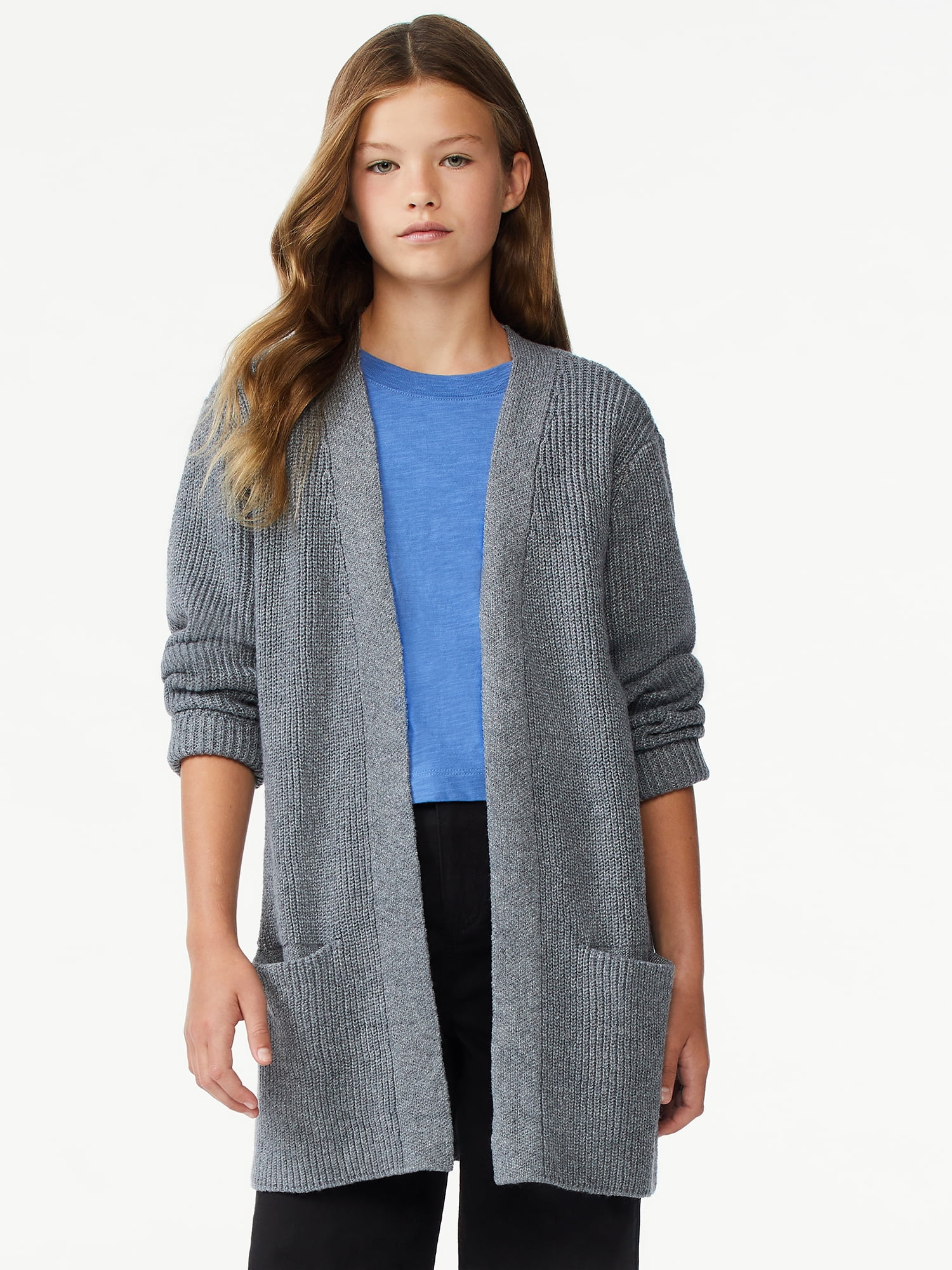 Free Assembly Girls Chunky Layering Cardigan, Sizes 4-18 - Walmart.com