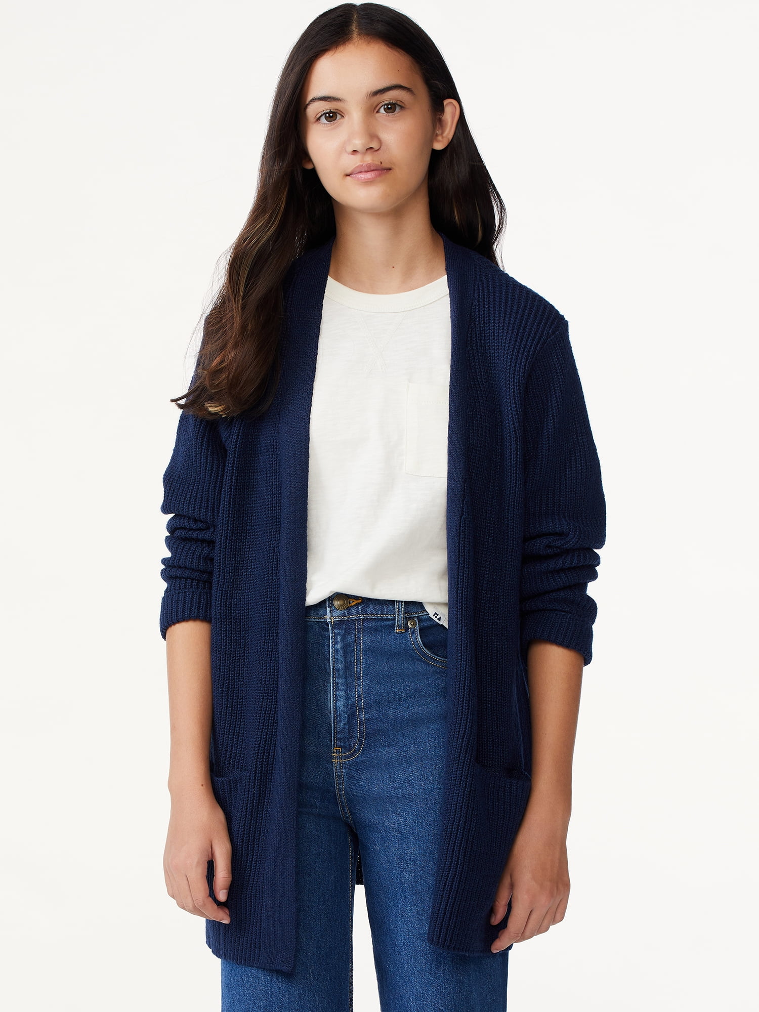 Free Assembly Girls Chunky Layering Cardigan, Sizes 4-18 - Walmart.com