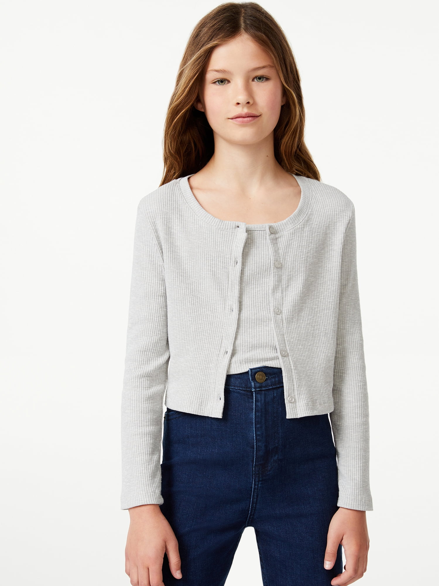 Free Assembly Girls Cropped Tank Top & Cardi Set, Sizes 4-18 - Walmart.com