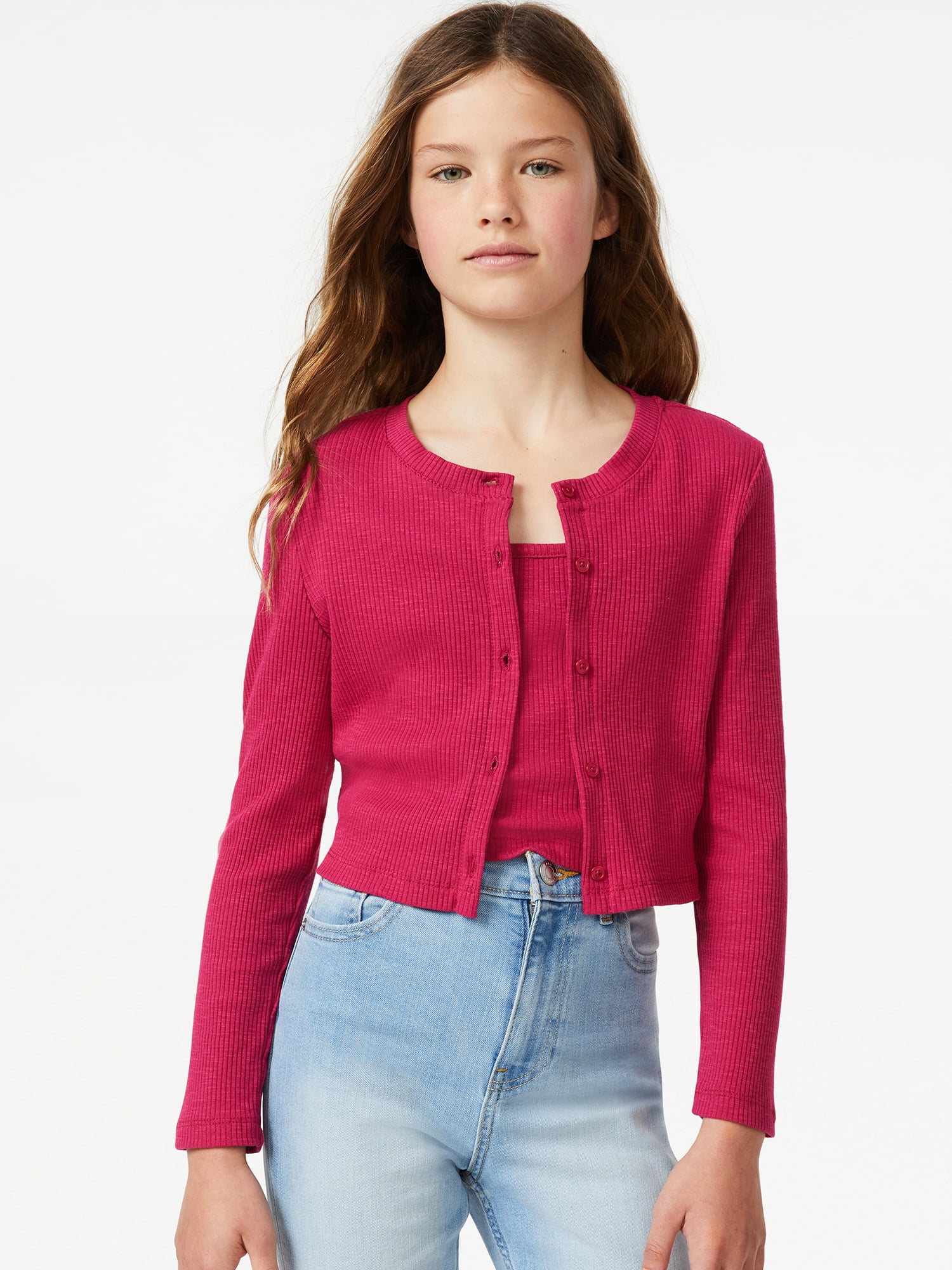 Free Assembly Girls Cropped Tank Top & Cardi Set, Sizes 4-18 - Walmart.com