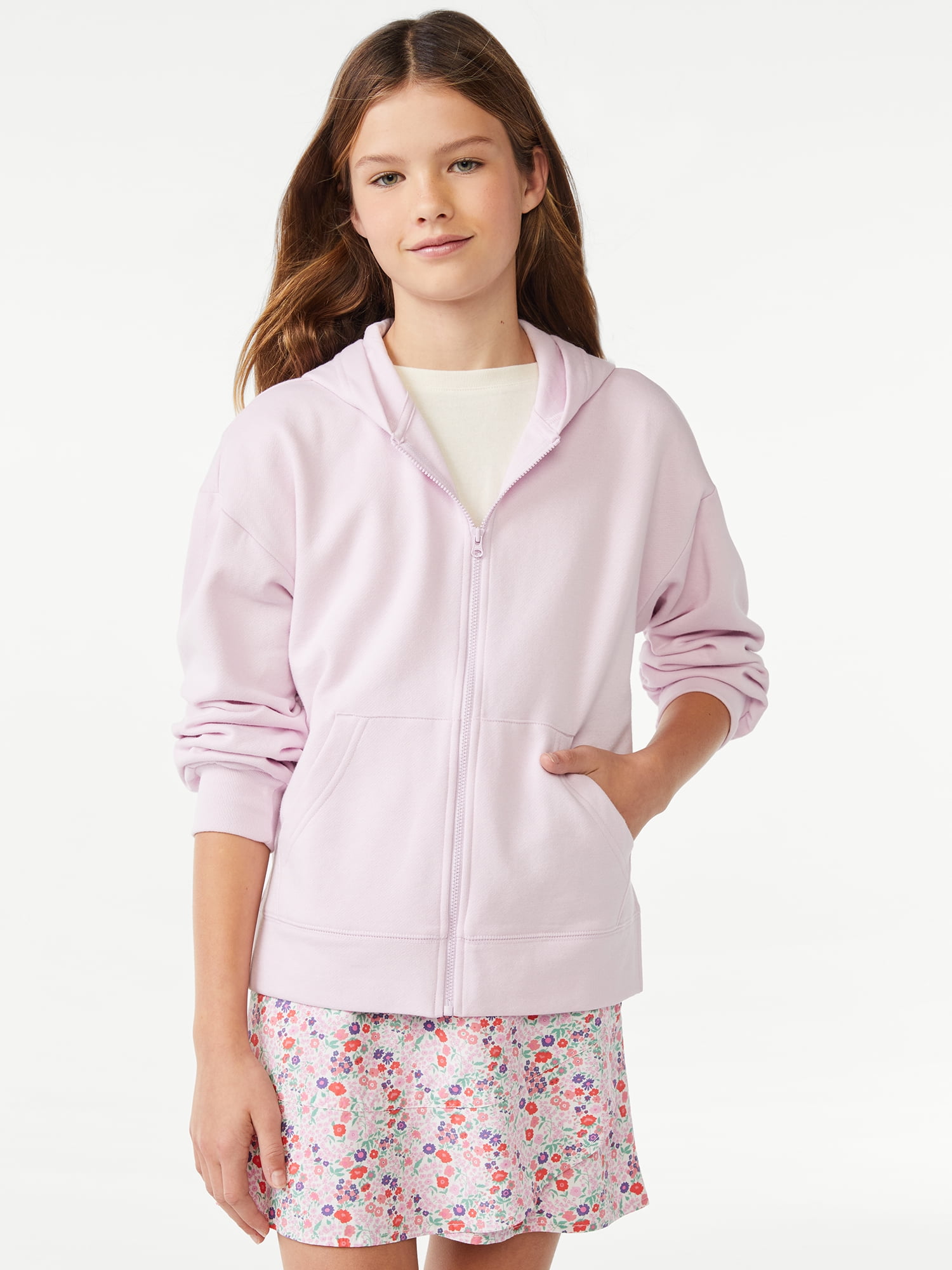 Free Assembly Girls Full-Zip Hoodie Sweatshirt - Sizes 4-18 - Walmart.com