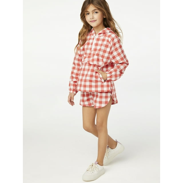 Free Assembly Girls Gingham Windbreaker and Short Set, 2-Piece, Sizes 4 ...