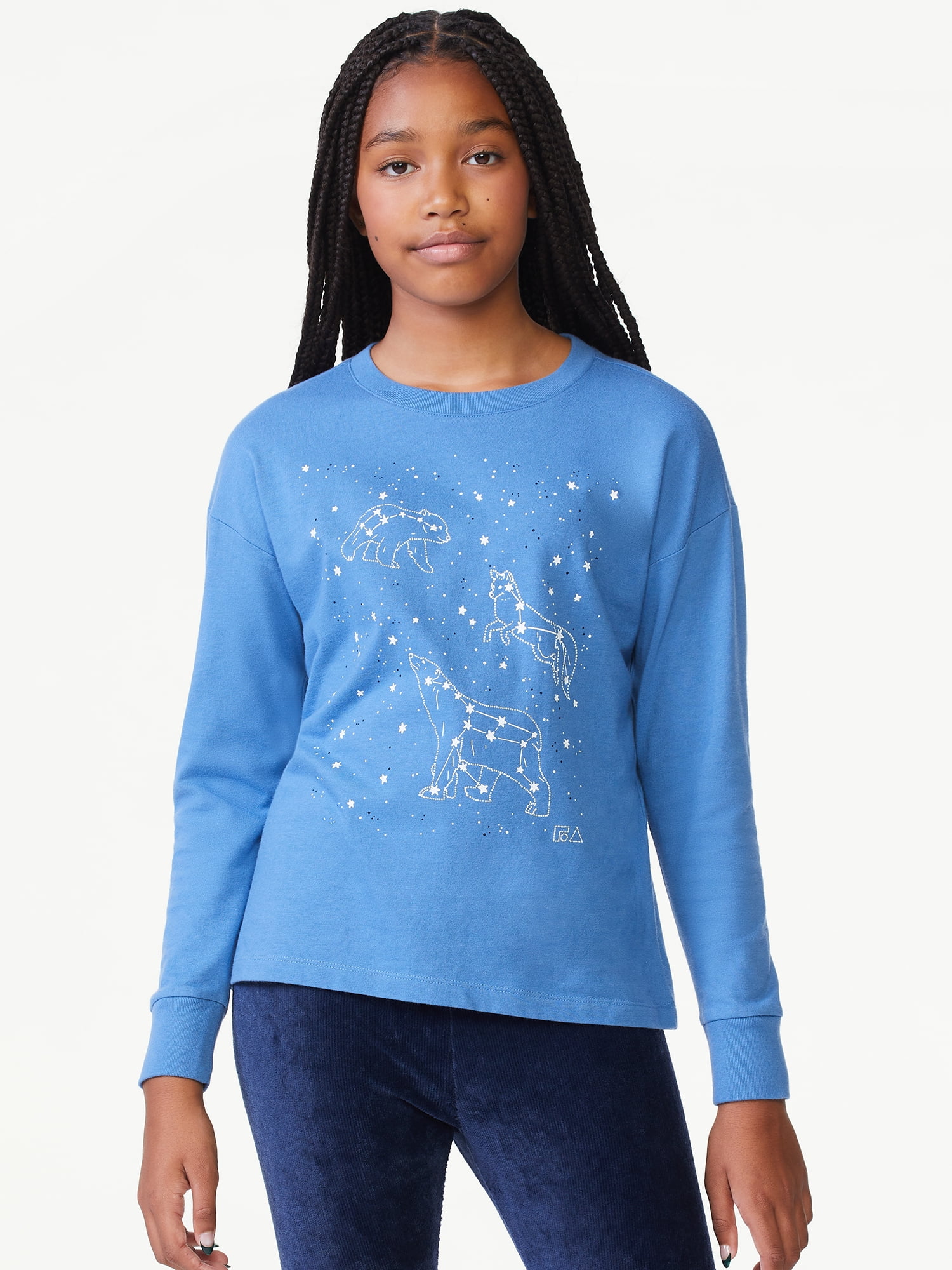 Free Assembly Girls Graphic Tee with Long Sleeves, Sizes 4-18 - Walmart.com