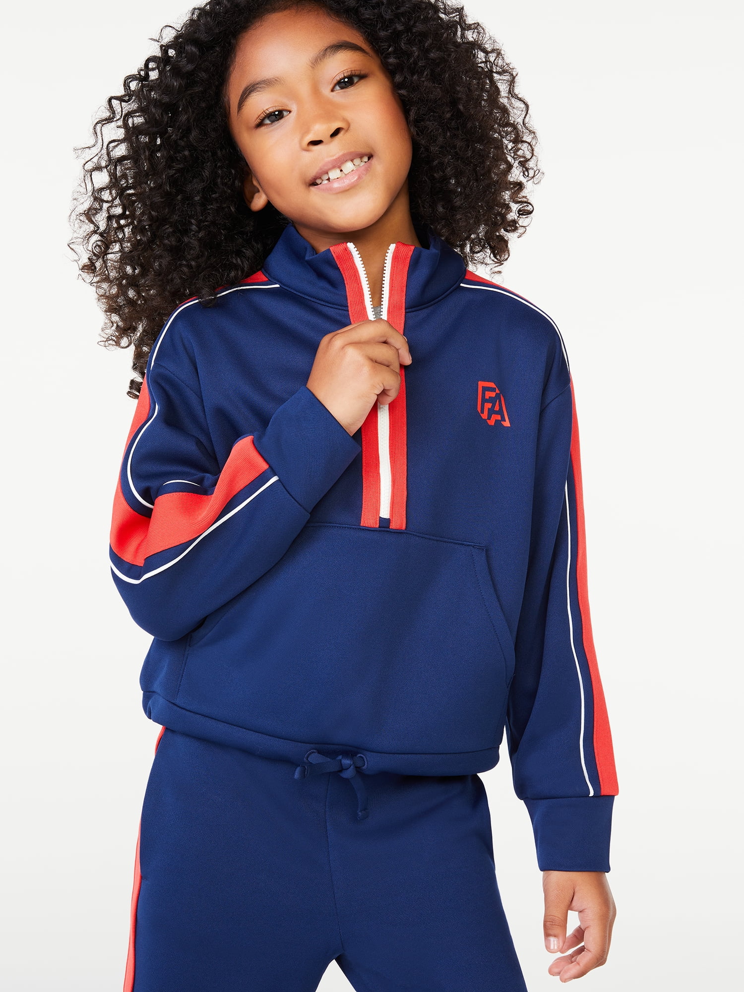 Free Assembly Girls’ Half-Zip Track Jacket, Sizes 4-18 - Walmart.com