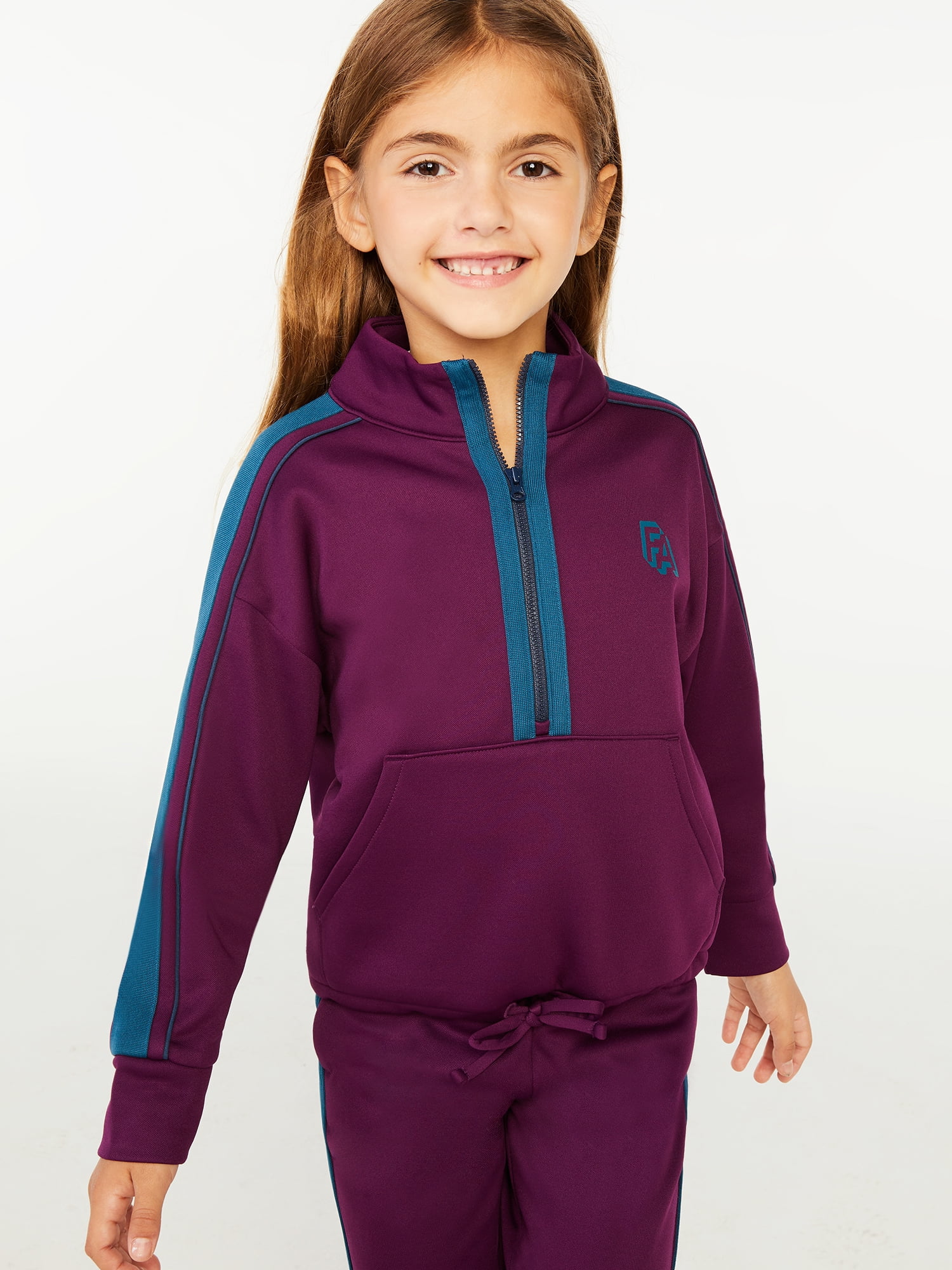 Free Assembly Girls’ Half-Zip Track Jacket, Sizes 4-18 - Walmart.com