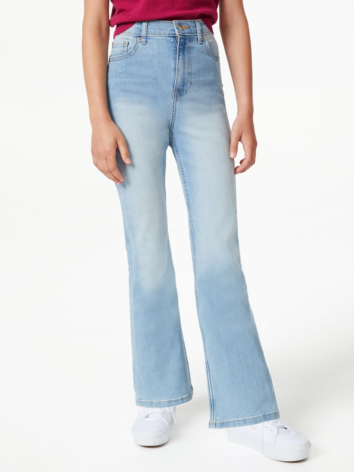 Free Assembly Girls High Rise Relaxed Flare Jeans, Sizes 4-18 - Walmart.com