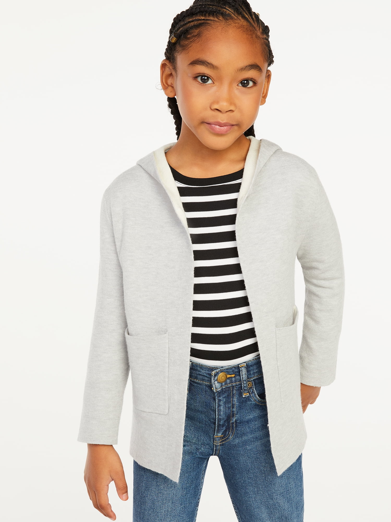 Free Assembly Girls’ Long Cardigan with Hood, Sizes 4-18 - Walmart.com