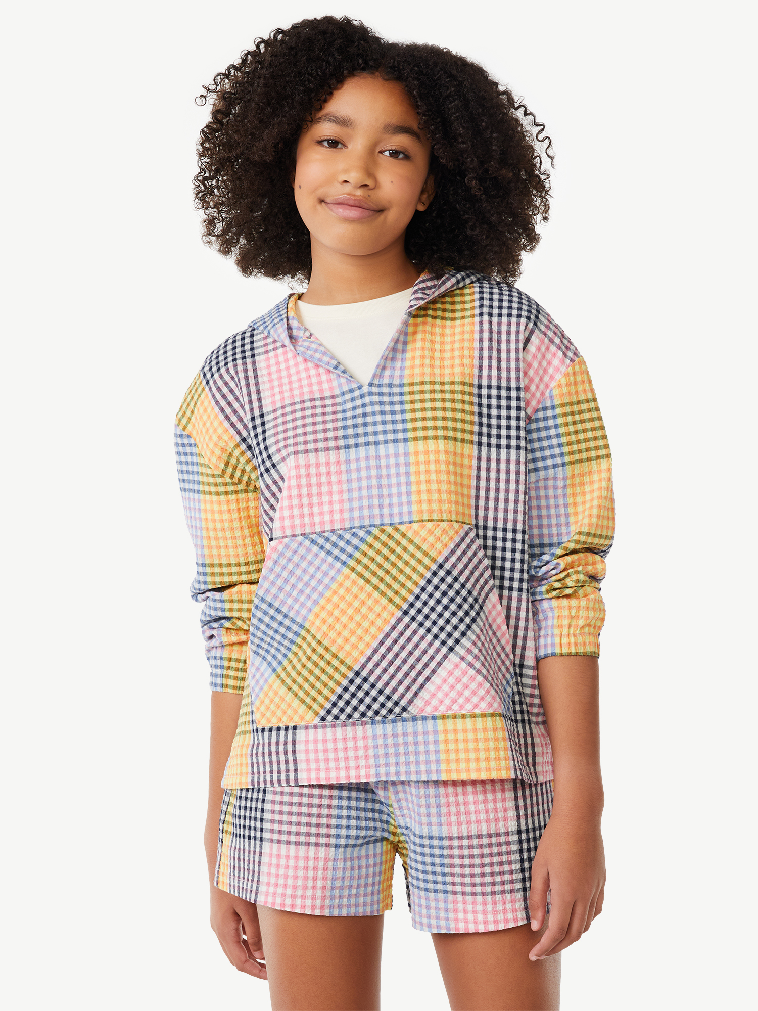 Free Assembly Girls Popover Windbreaker and Shorts, 2-Piece Set, Sizes ...