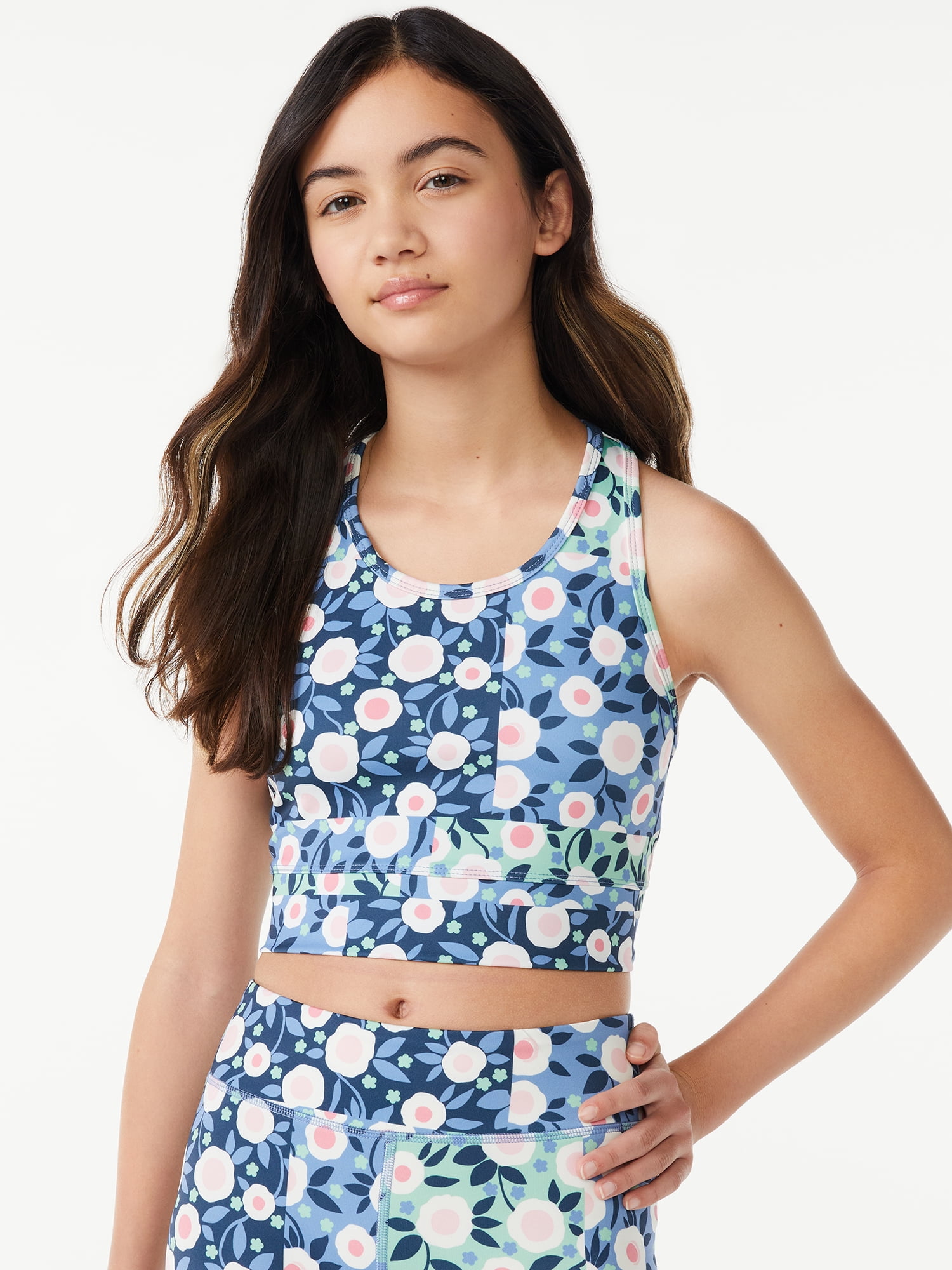 Free Assembly Girls Printed Active Crop Top, Sizes 4-18 - Walmart.com