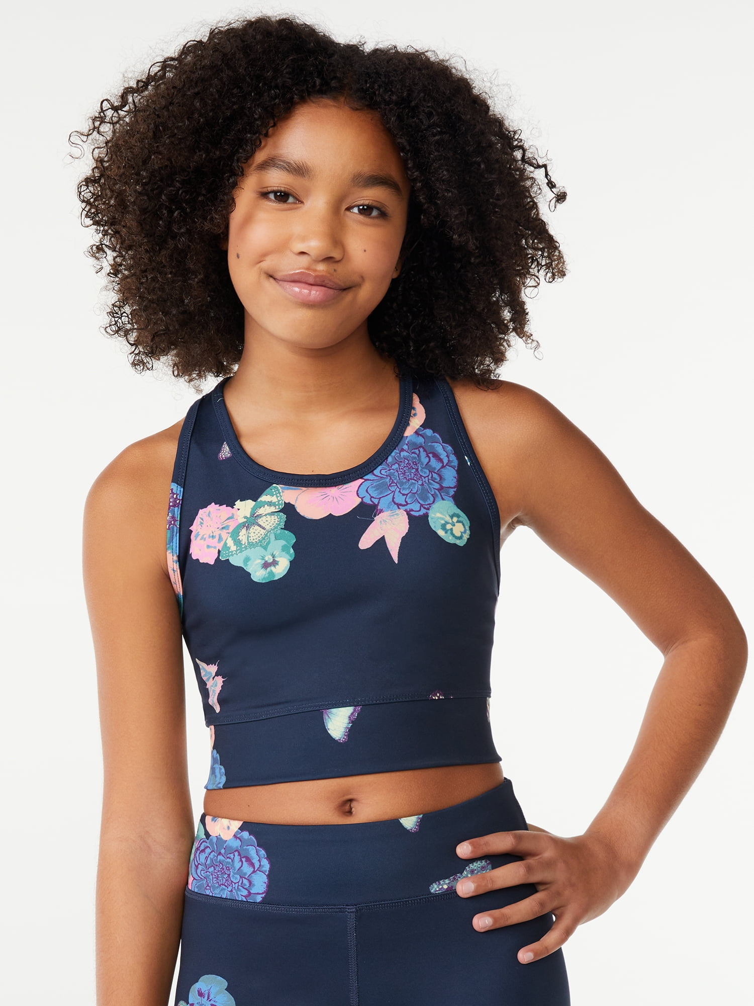 Free Assembly Girls Printed Active Crop Top - Walmart.com