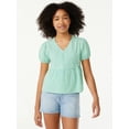 Free Assembly Girls Puff Sleeve Wrap Top, Sizes 4-18 - Walmart.com