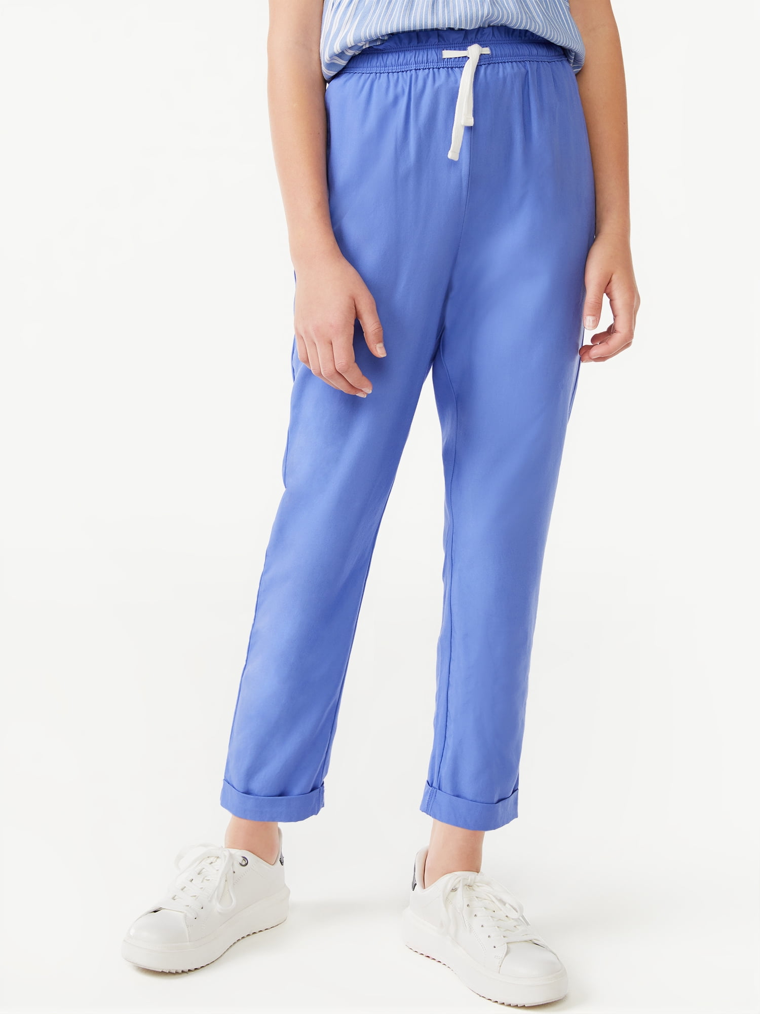 Free Assembly Girls Pull-On Dock Pants, Sizes 4-18, Relaxed Fit ...