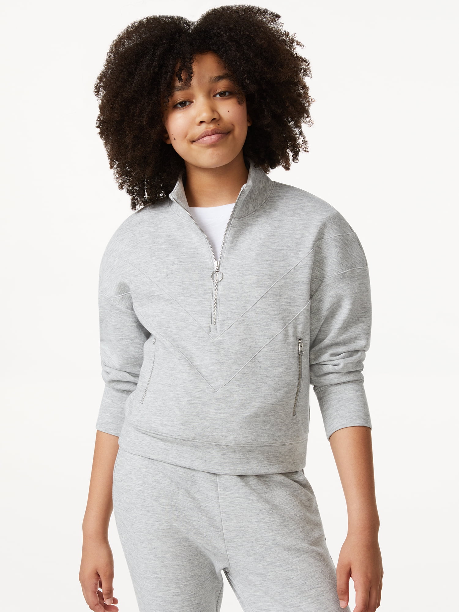 Free Assembly Girls Quarter-Zip Track Jacket, Sizes 4-18 - Walmart.com