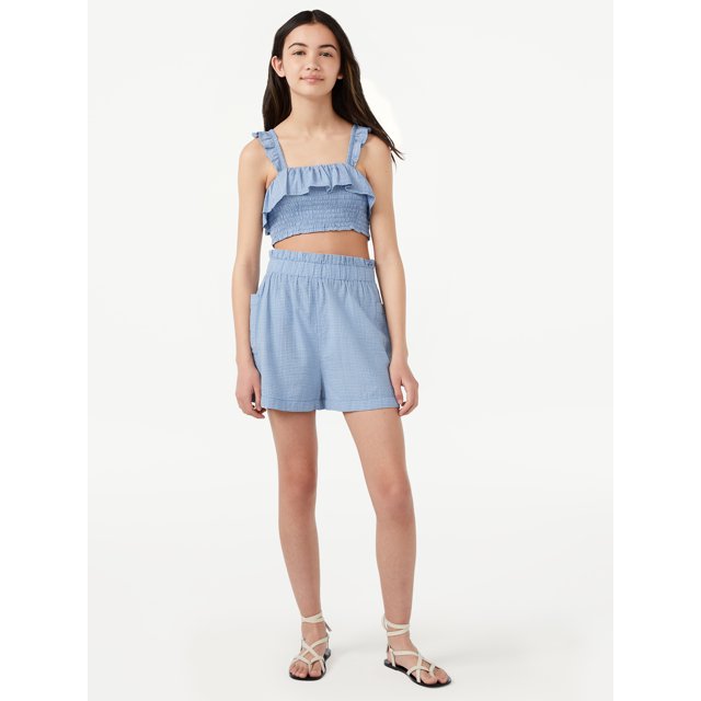 Free Assembly Girls Ruffle Bandeau and Shorts, 2-Piece Set, Sizes 4-18 ...