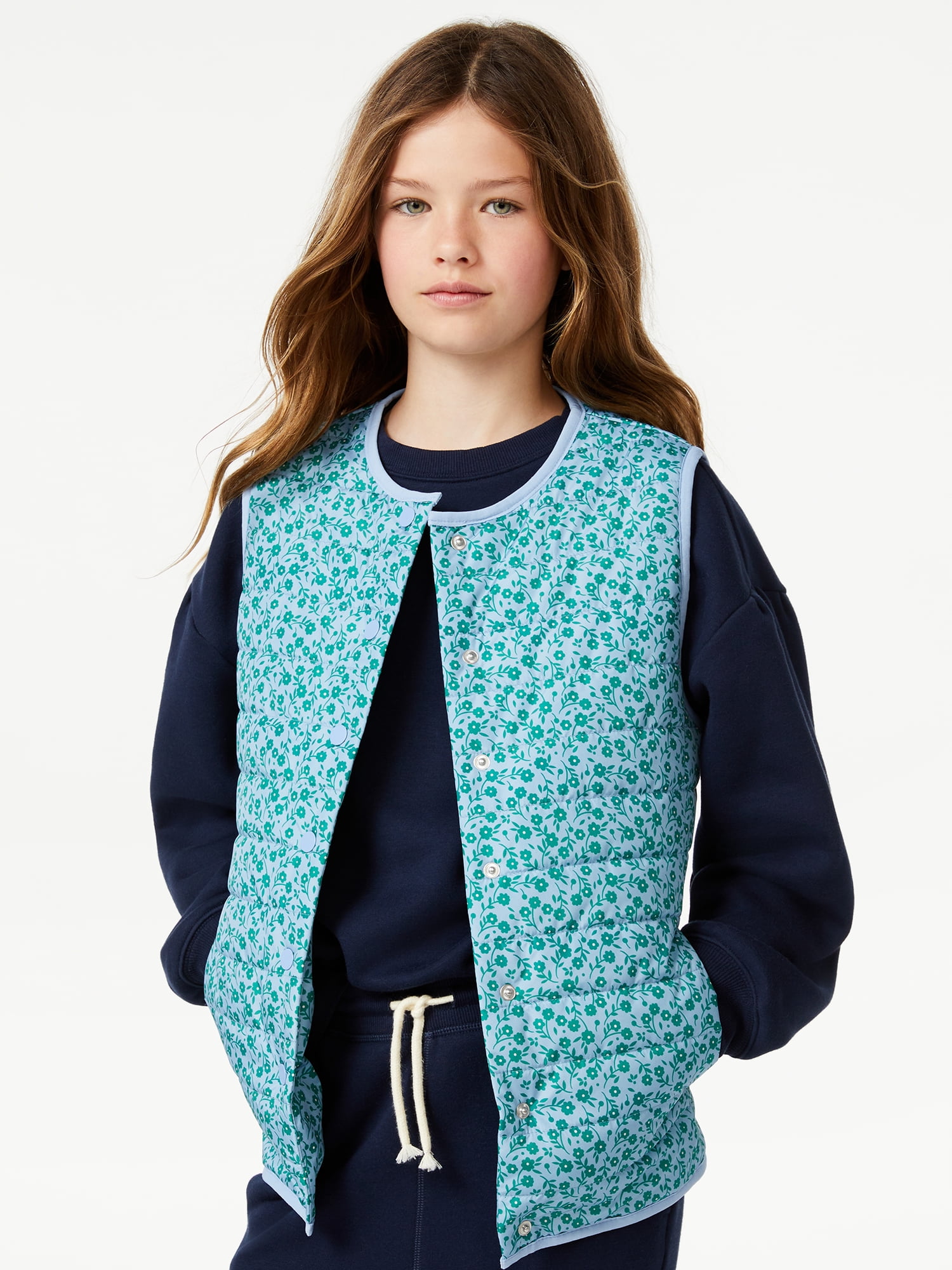 Free Assembly Girls Solid Packable Vest, Sizes 4-18 - Walmart.com