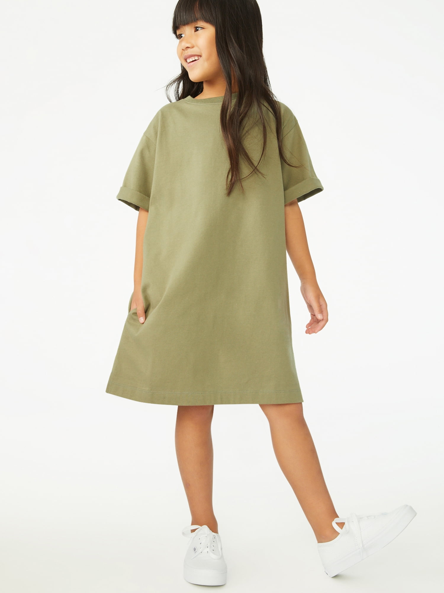 Free Assembly Girls T-Shirt Dress, Sizes 4-18 - Walmart.com