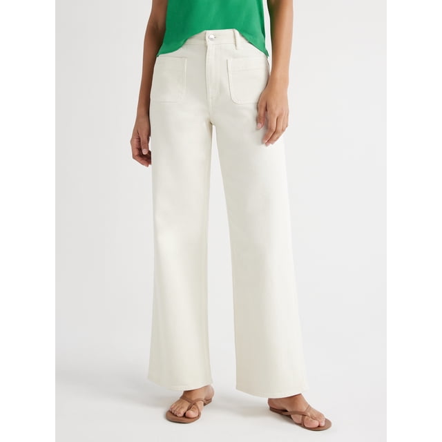 Free Assembly Women’s Patch Pocket Wide Leg Jeans, 30” Inseam - Walmart ...