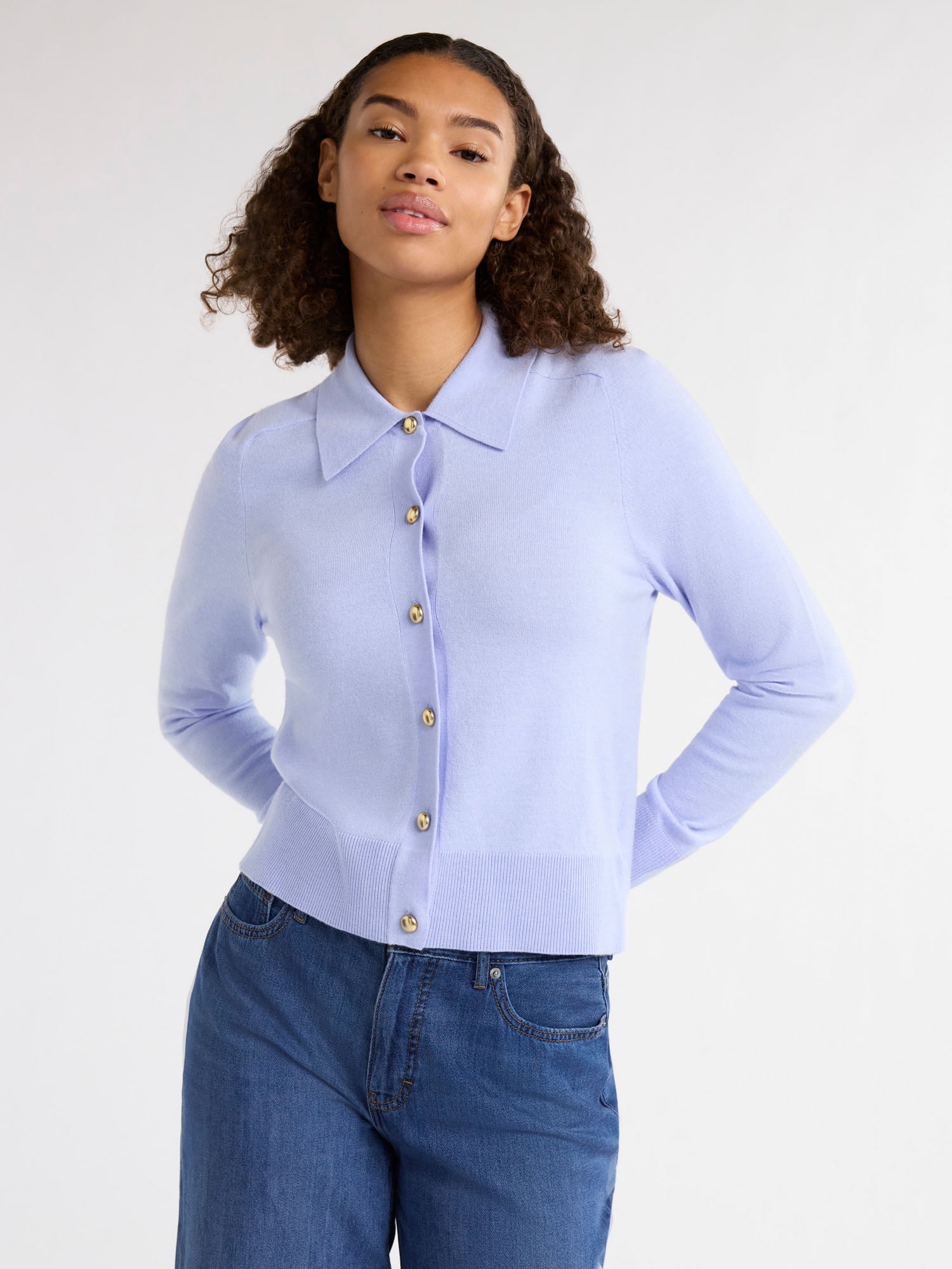 Free Assembly Women’s and Women's Plus Cozy Yarn Collared Cardigan ...