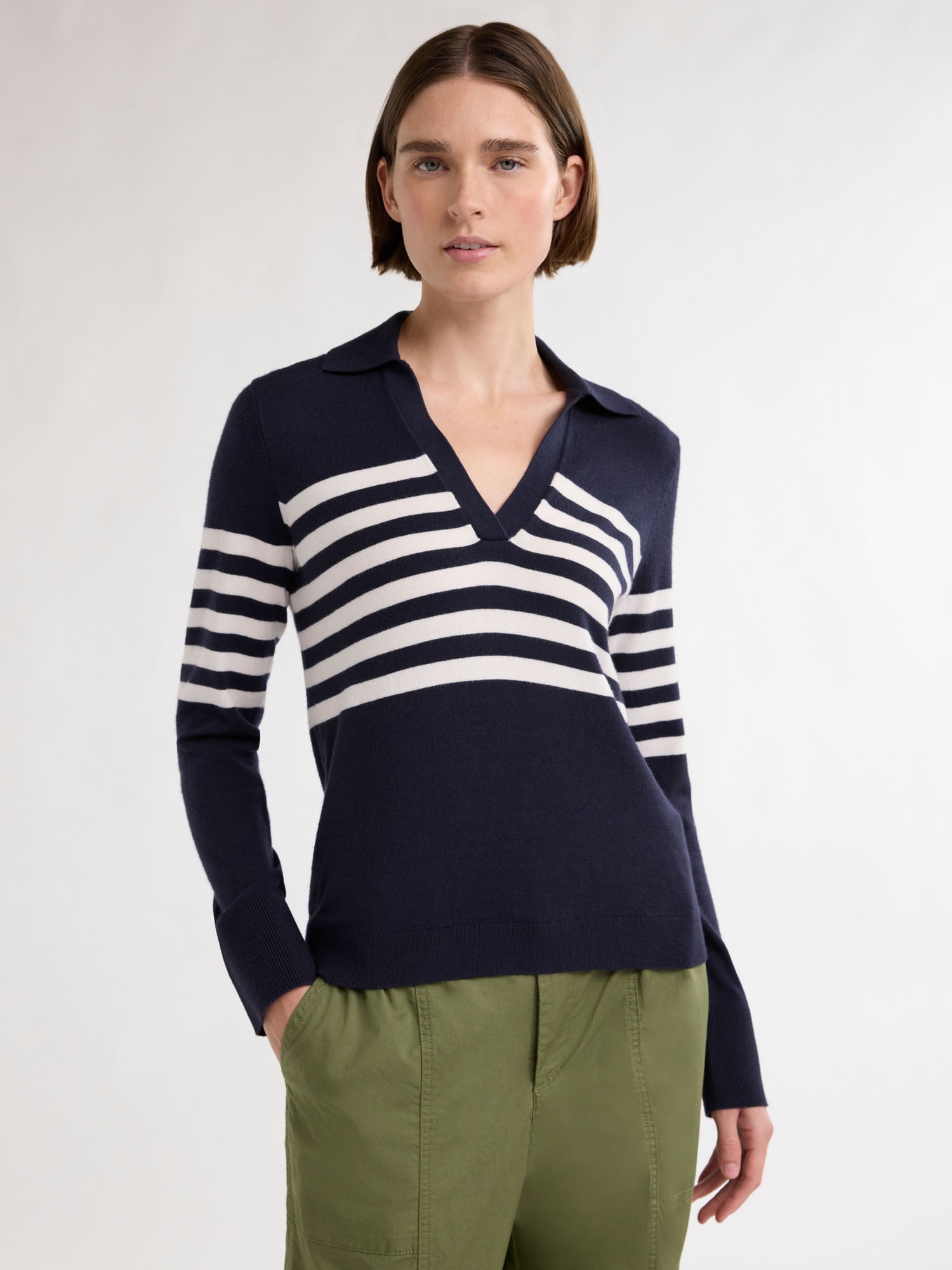 Free Assembly Women’s Cozy Yarn Polo Sweater with Long Sleeves ...