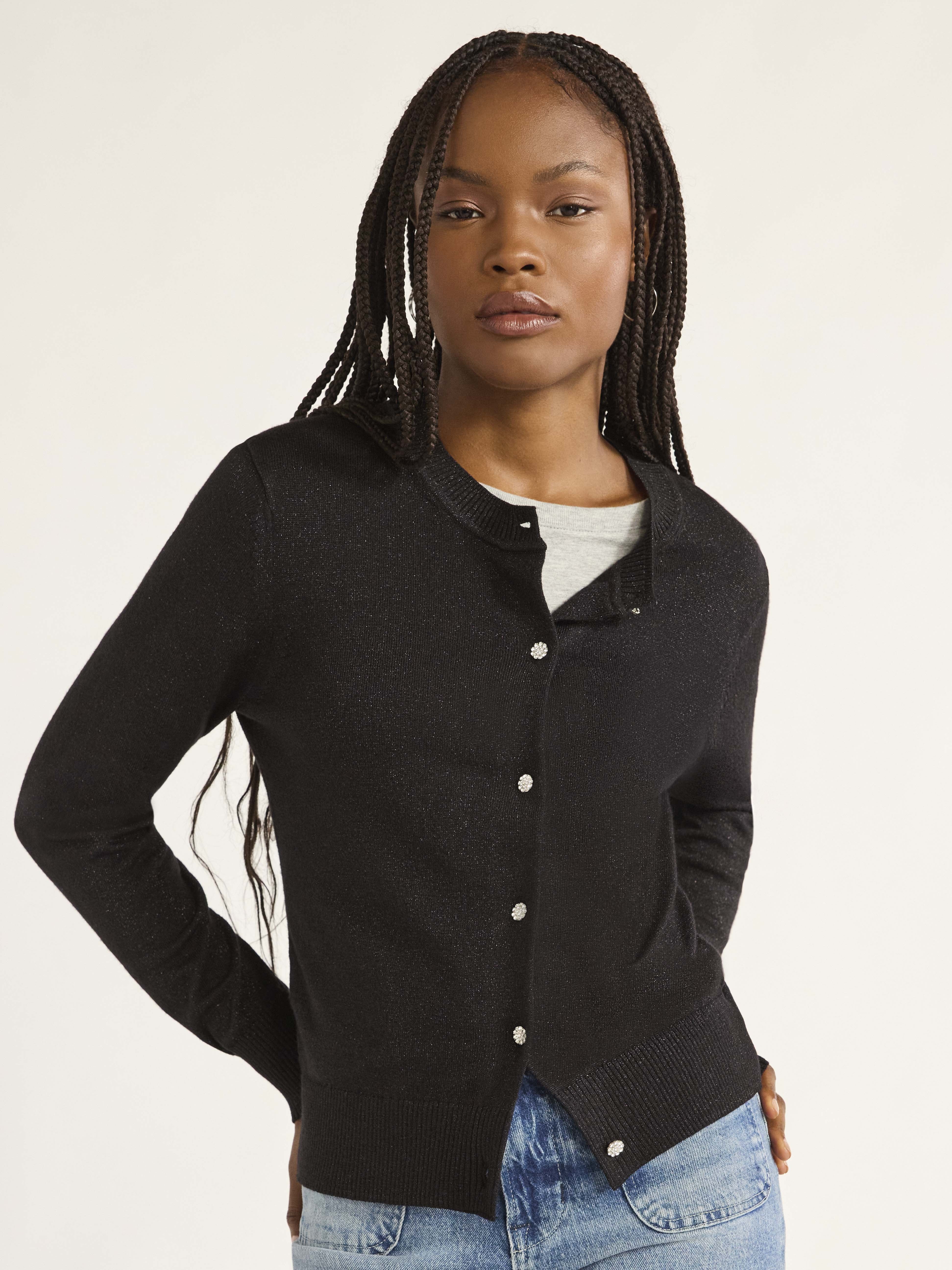 Free Assembly Women’s and Women's Plus Cozy Yarn Crewneck Cardigan ...