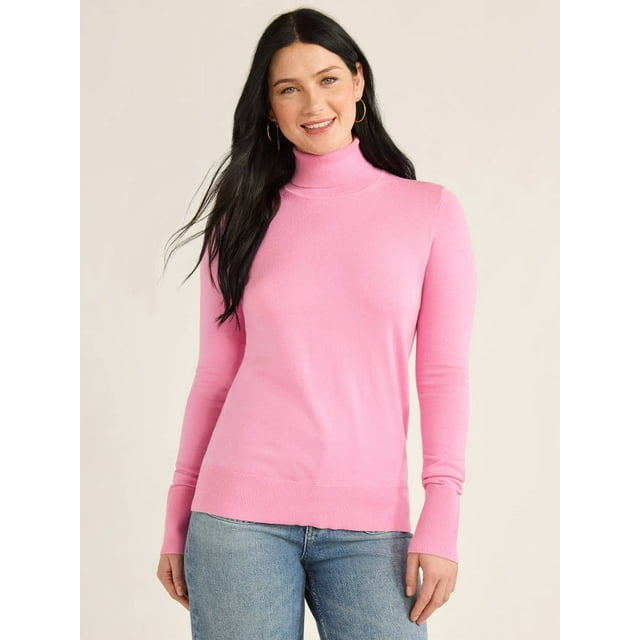 Free Assembly Women’s Cozy Yarn Classic Turtleneck Sweater with Long ...