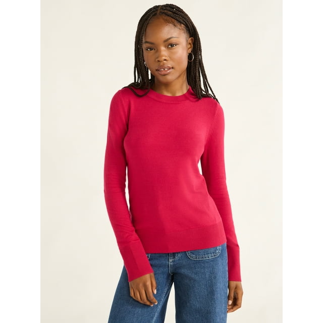 Free Assembly Women’s and Women's Plus Cozy Yarn Crewneck Sweater with ...