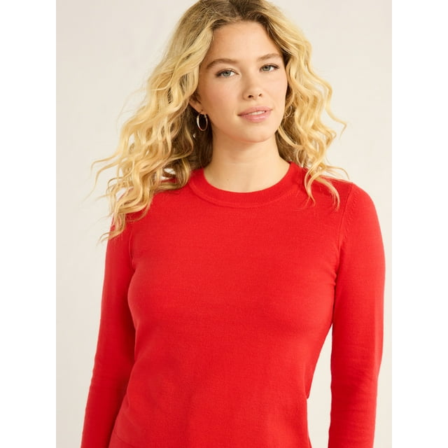 Free Assembly Women’s and Women's Plus Cozy Yarn Crewneck Sweater with ...