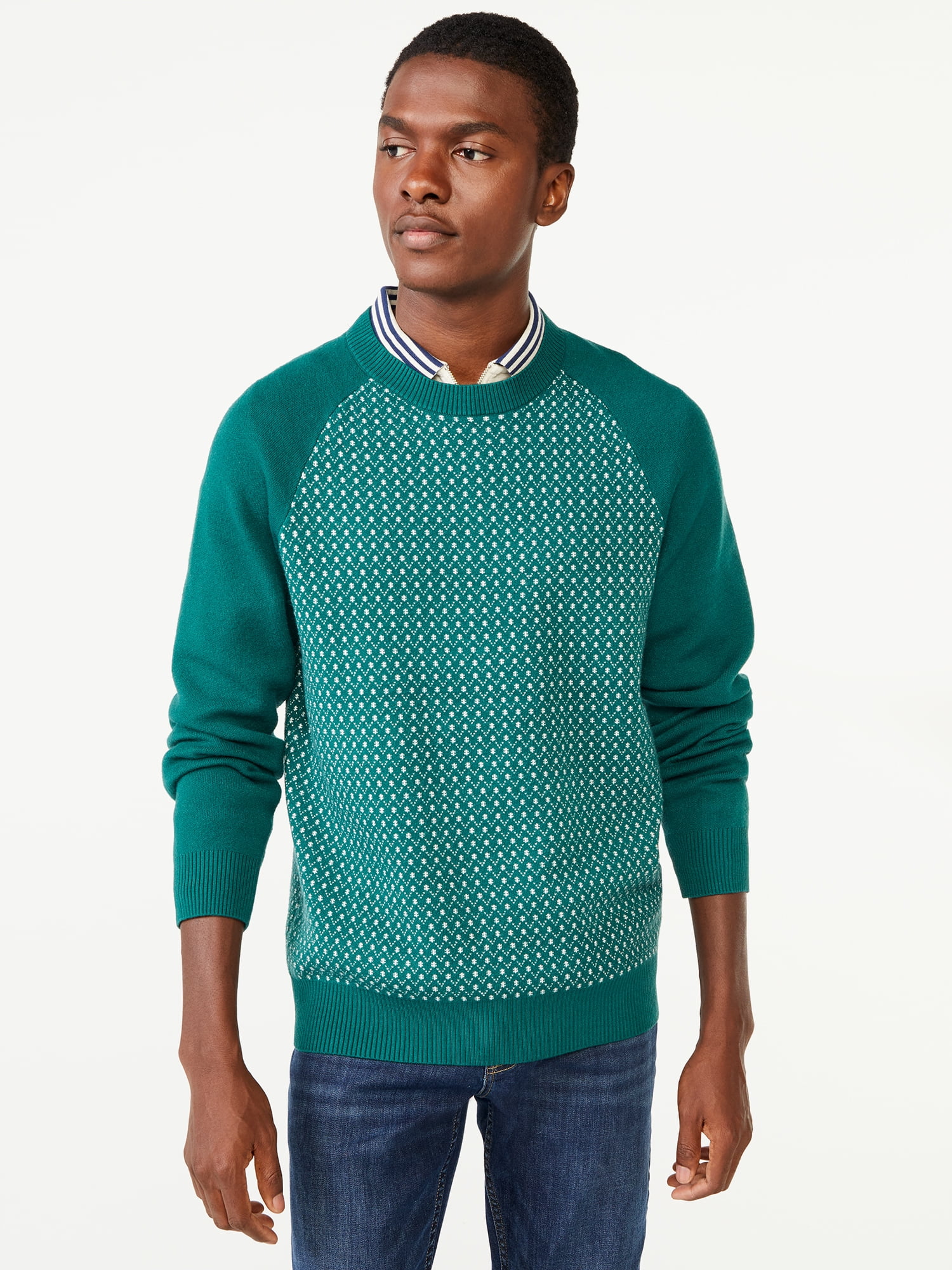 Free Assembly Men's Cashmere Touch Texture Stitch Sweater - Walmart.com