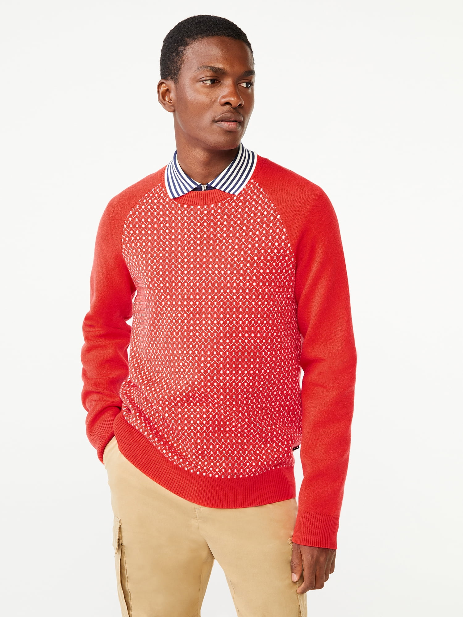 Free Assembly Men's Cashmere Touch Texture Stitch Sweater - Walmart.com