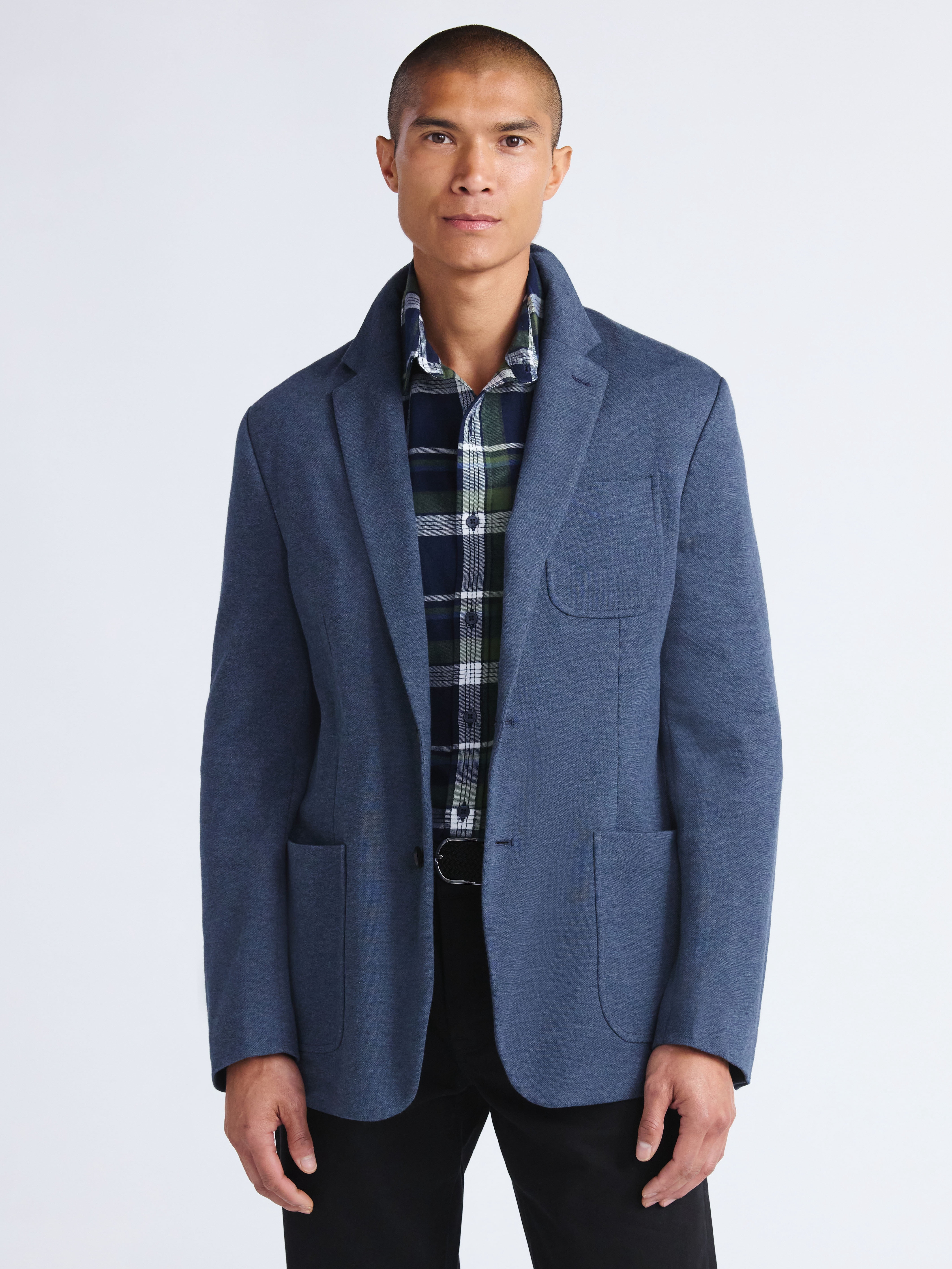 Free Assembly Men's Casual Single Breasted Knit Blazer with Patch ...