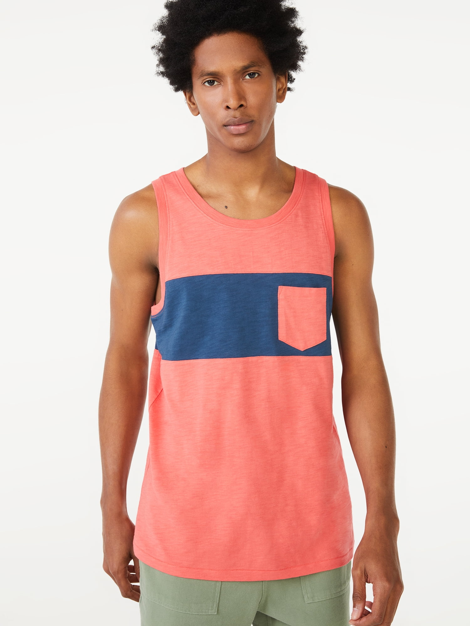 Free Assembly Color Block Tank Top - men's Sleeveless Shirt - Walmart.com