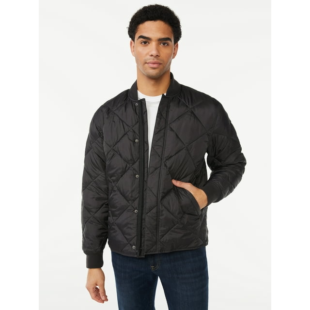 Free Assembly Men's Diamond Quilted Bomber Jacket - Walmart.com
