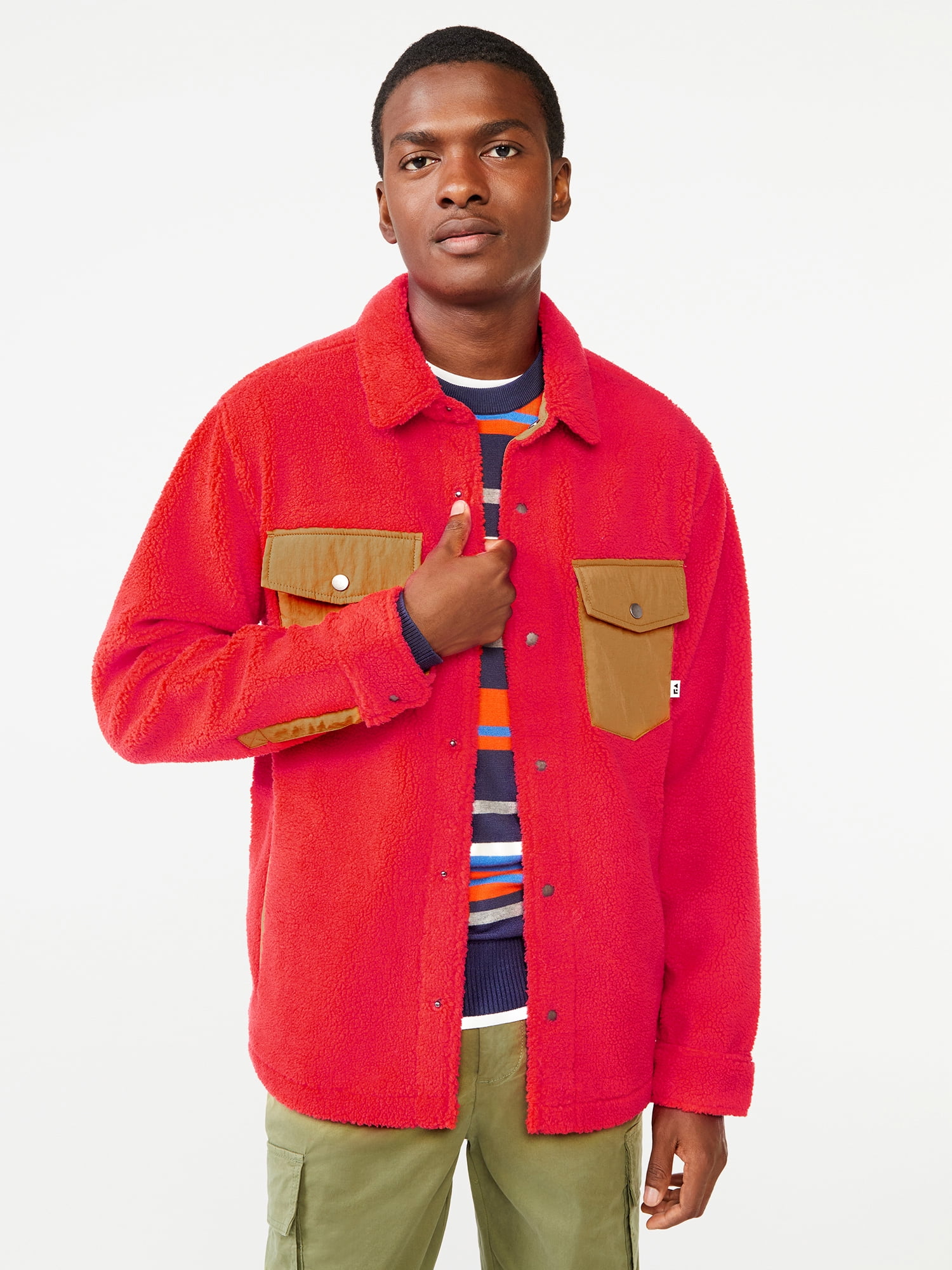 Free Assembly Men's Faux Sherpa Overshirt - Walmart.com
