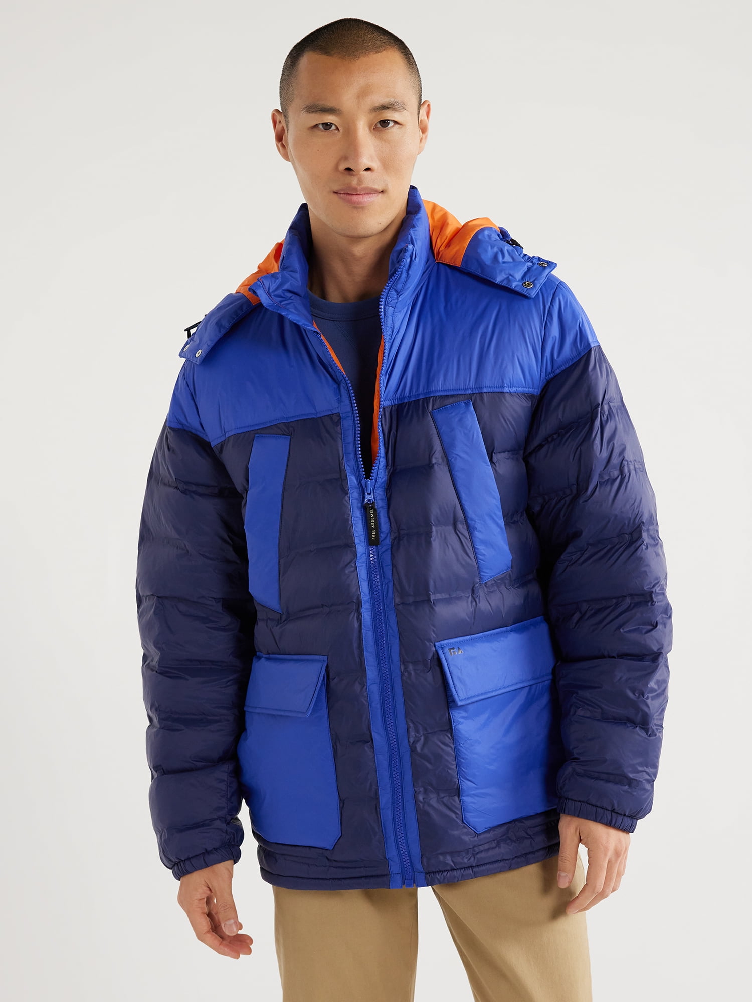 Free Assembly Men's Hooded Puffer Mountain Jacket, Sizes XS-3XL ...