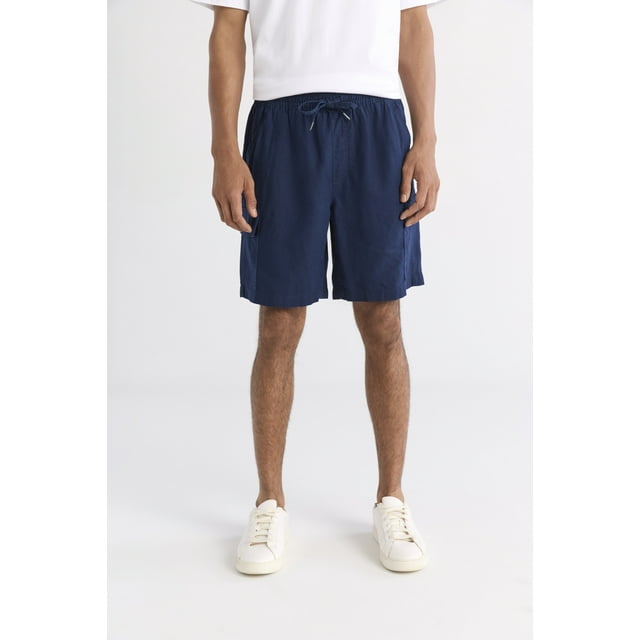Free Assembly Men's Linen Blend Pull On Cargo Shorts, 8" Inseam, Sizes ...