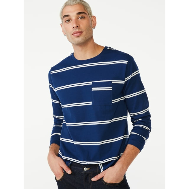 Free Assembly Men's Long Sleeve Stripe T-Shirt - Walmart.com
