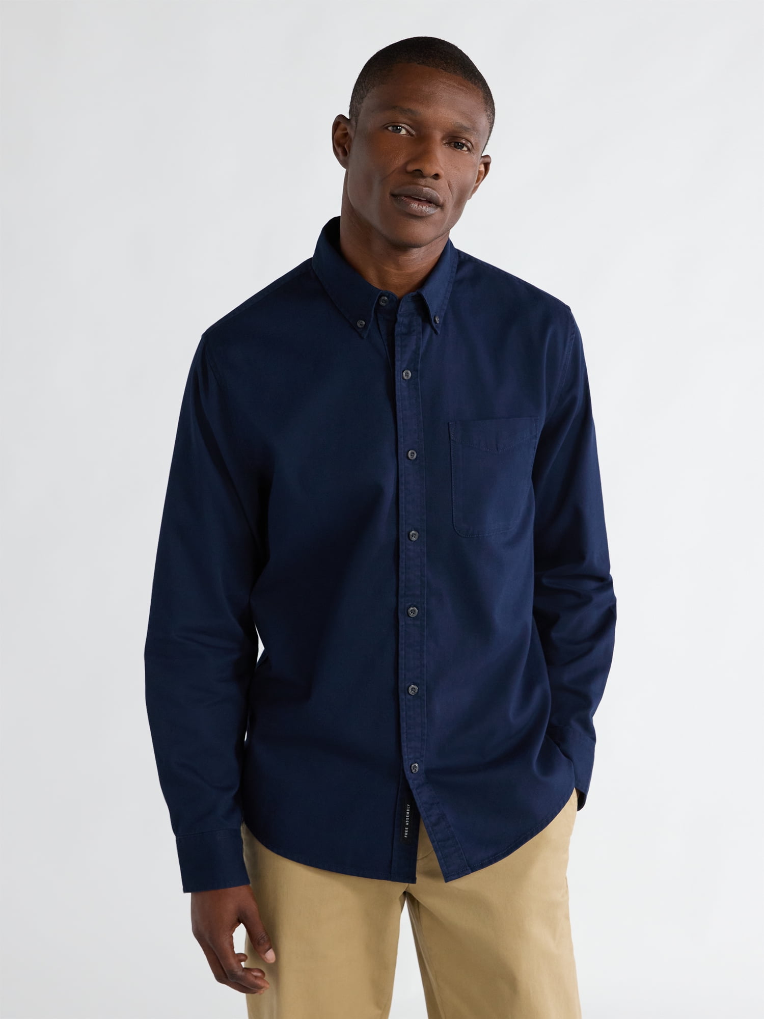 Free Assembly Men’s Single Pocket Cotton Flannel Shirt, Sizes S-3XL ...