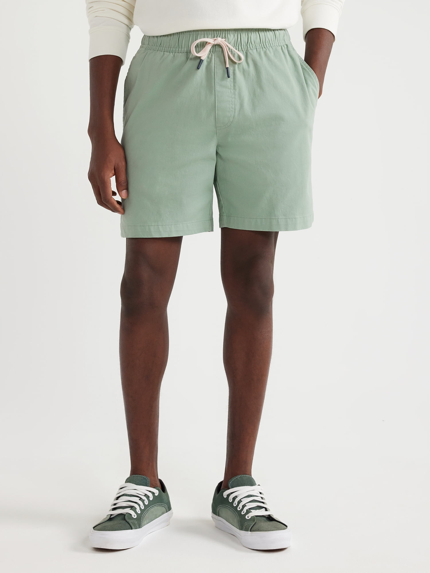 Free Assembly Men's Pull-On Shorts with Drawstring, Cotton/Spandex ...