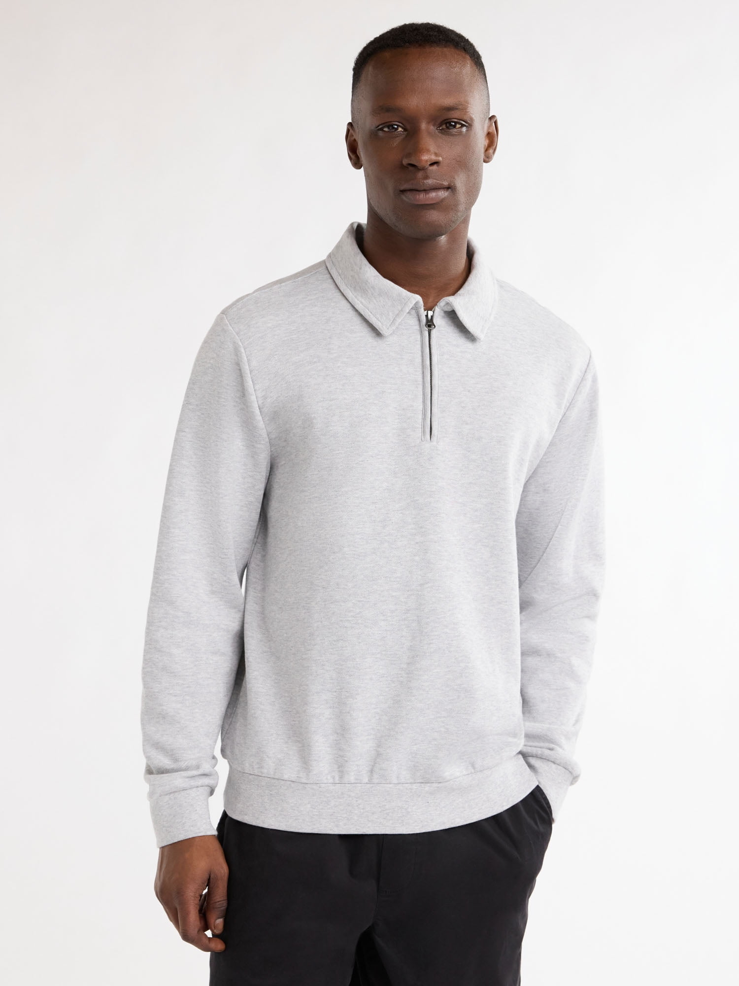 Free Assembly Men's Quarter Zip Fleece Pullover with Long Sleeves ...