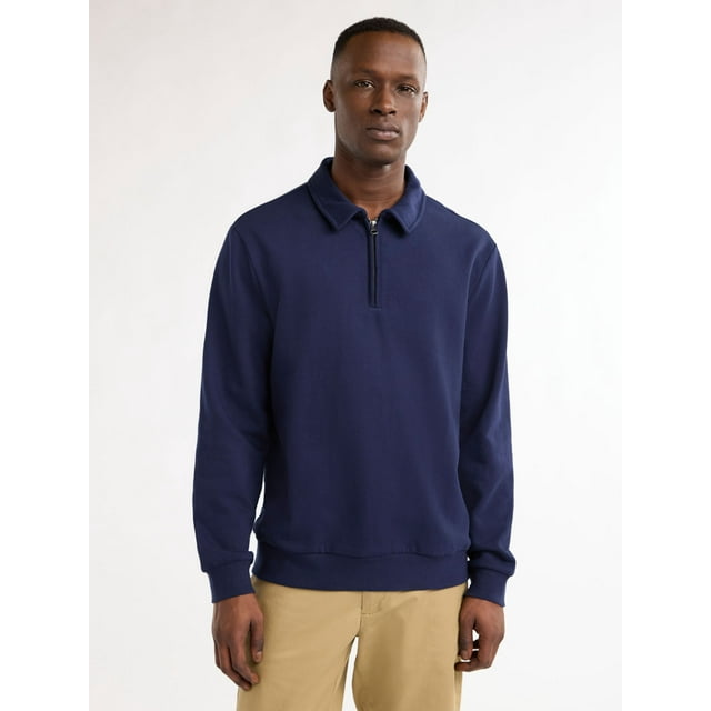 Free Assembly Men's Quarter Zip Fleece Pullover with Long Sleeves, Sizes S-XXL - Walmart.com