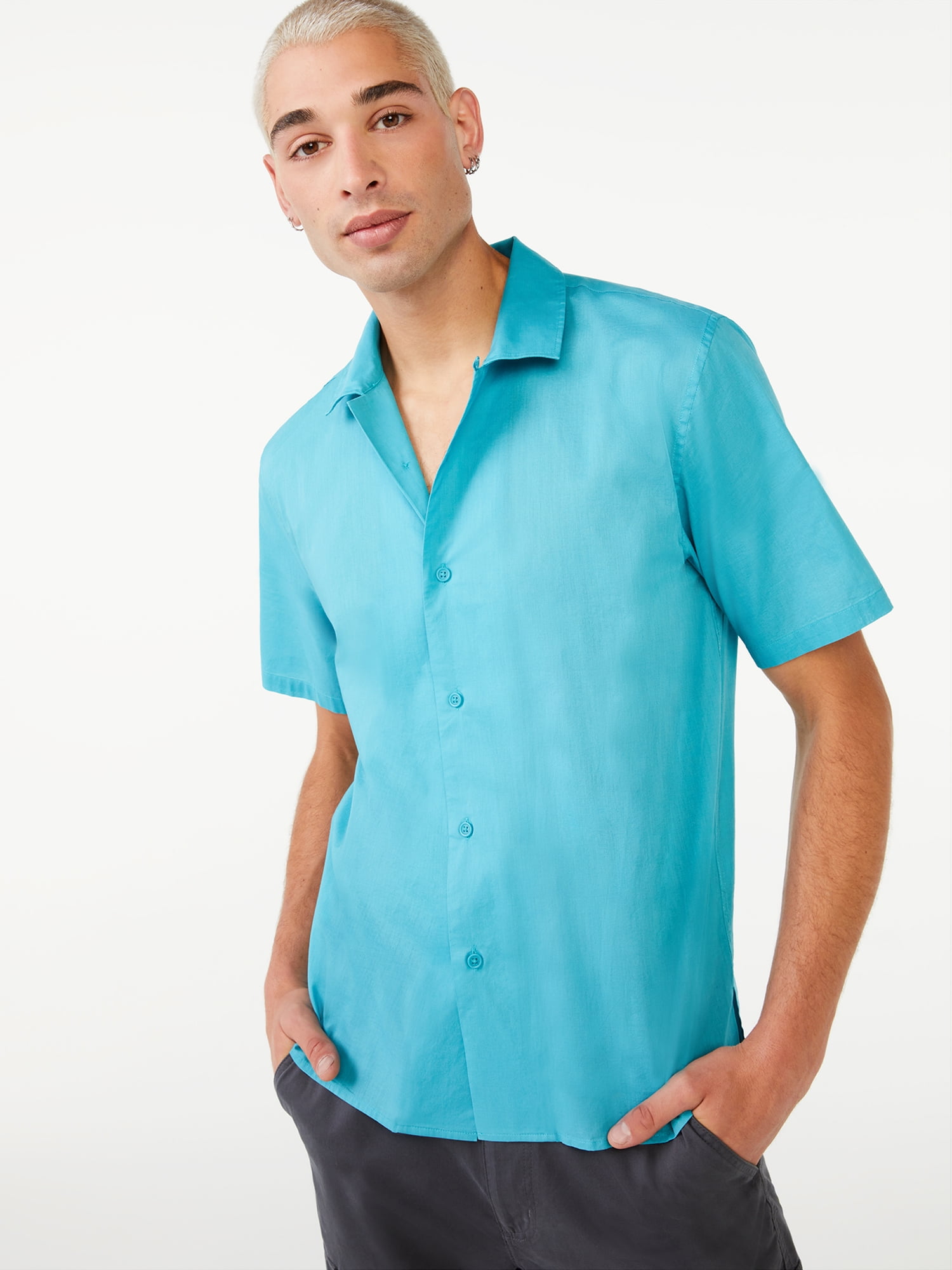 Free Assembly Men's Short Sleeve Camp Shirt - Walmart.com