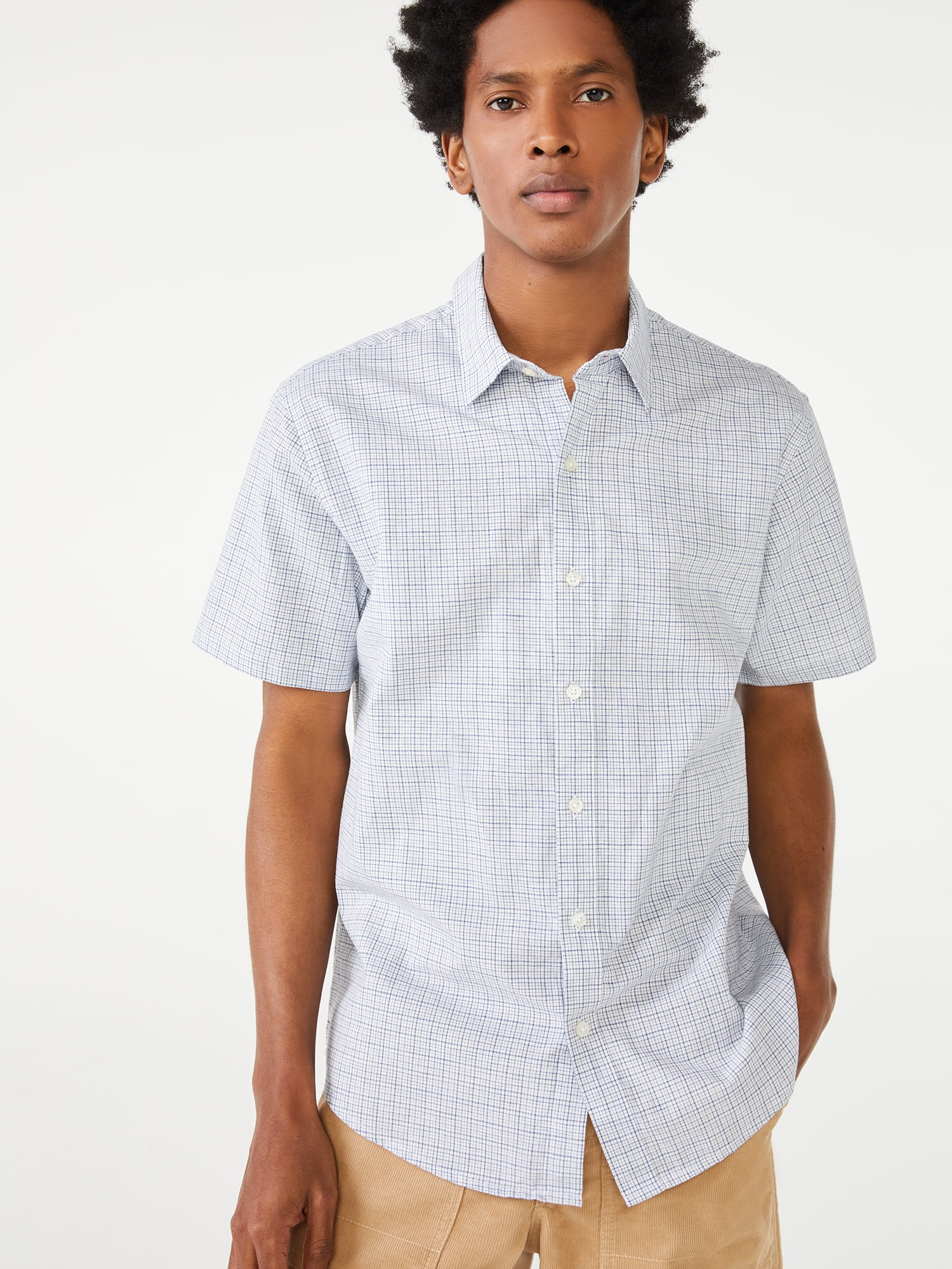Free Assembly Men's Short Sleeve Point Collar Shirt - Walmart.com