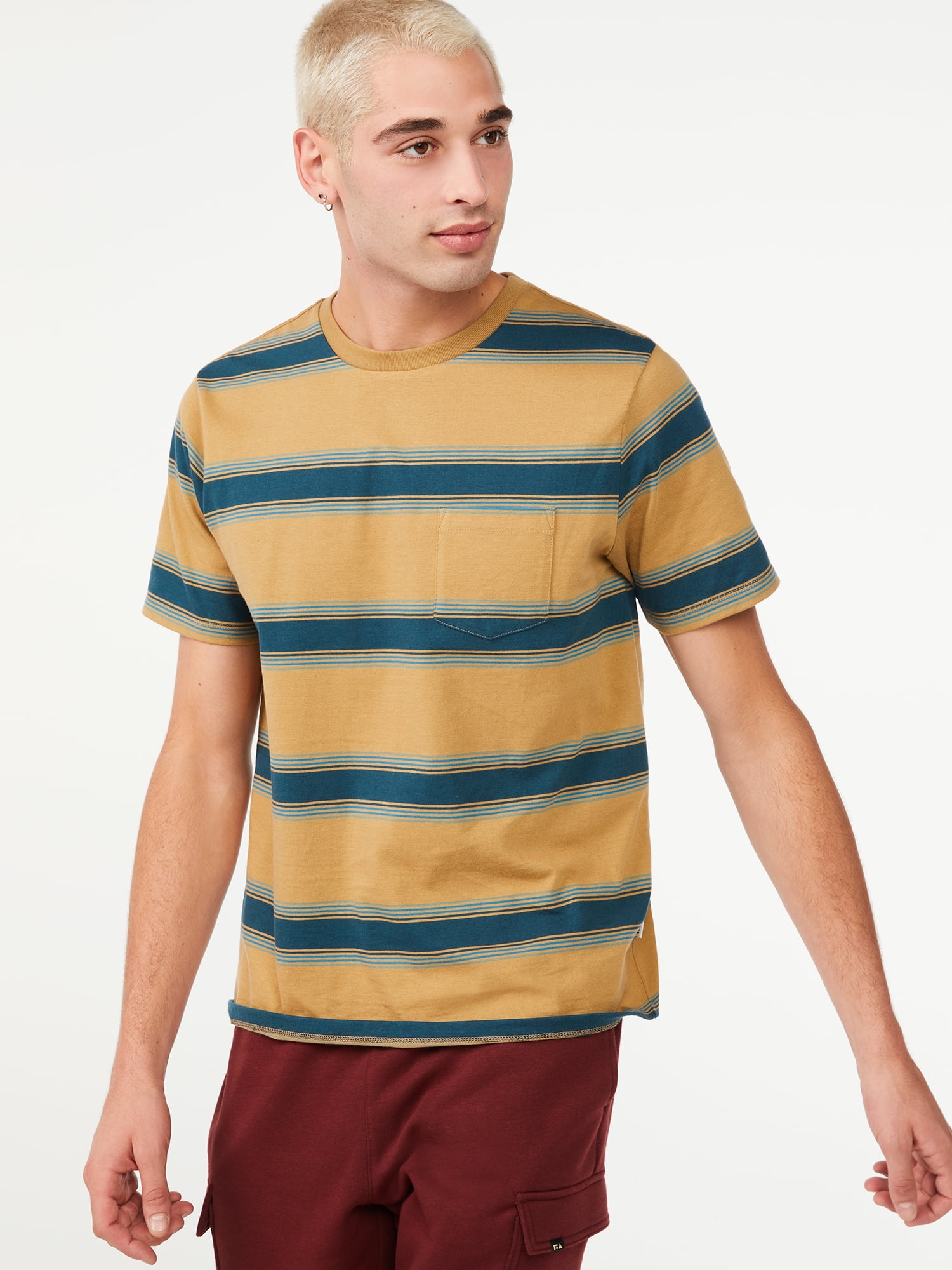 Free Assembly Men's Short Sleeve Striped Pocket T-Shirt - Walmart.com