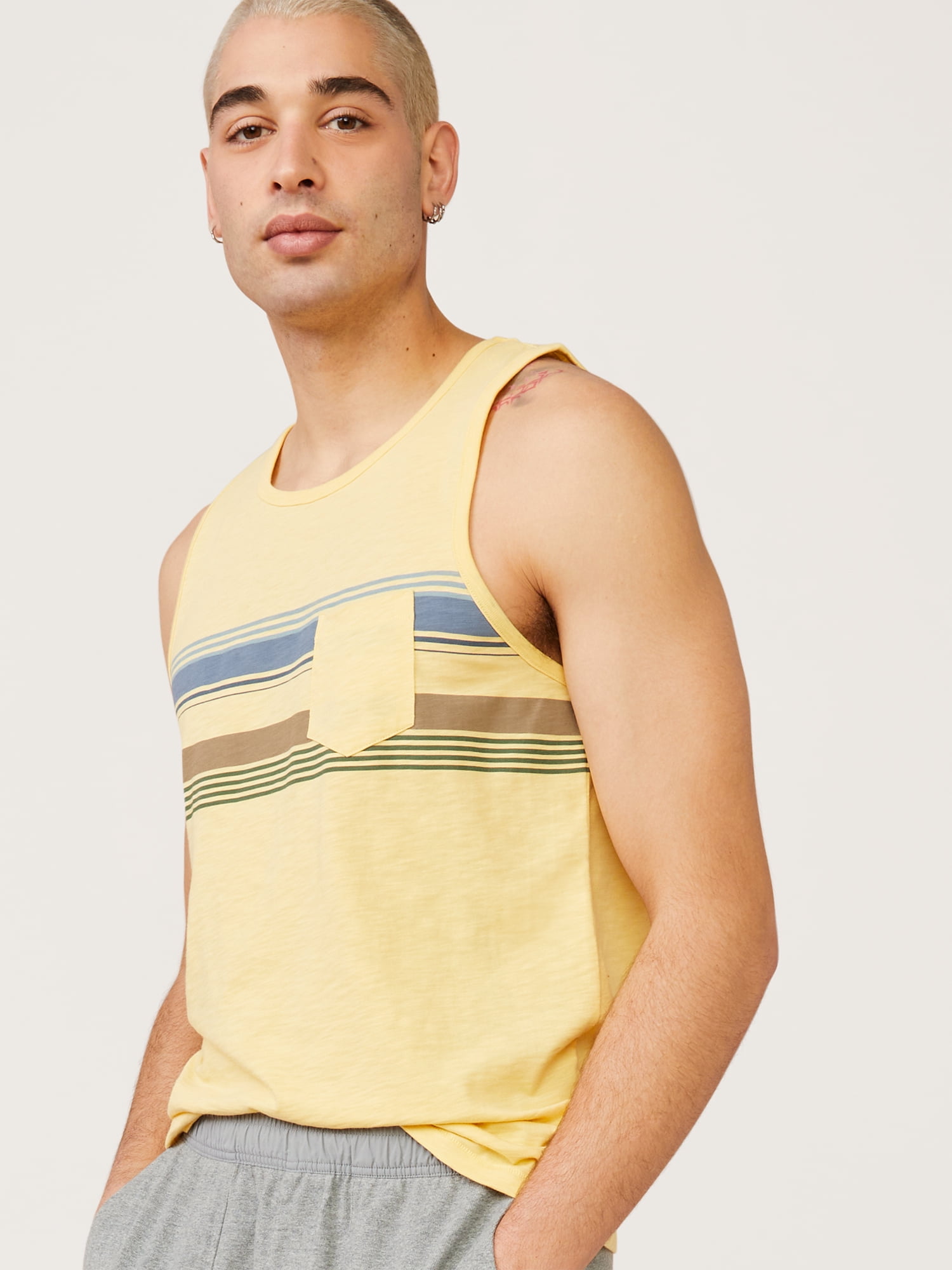 Free Assembly Men's Striped Pocket Tank Top - Walmart.com