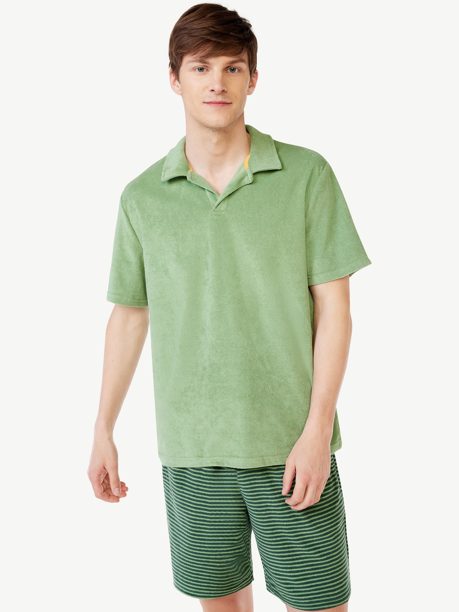 Free Assembly Men's Towel Terry Polo Shirt with Short Sleeves - Walmart.com