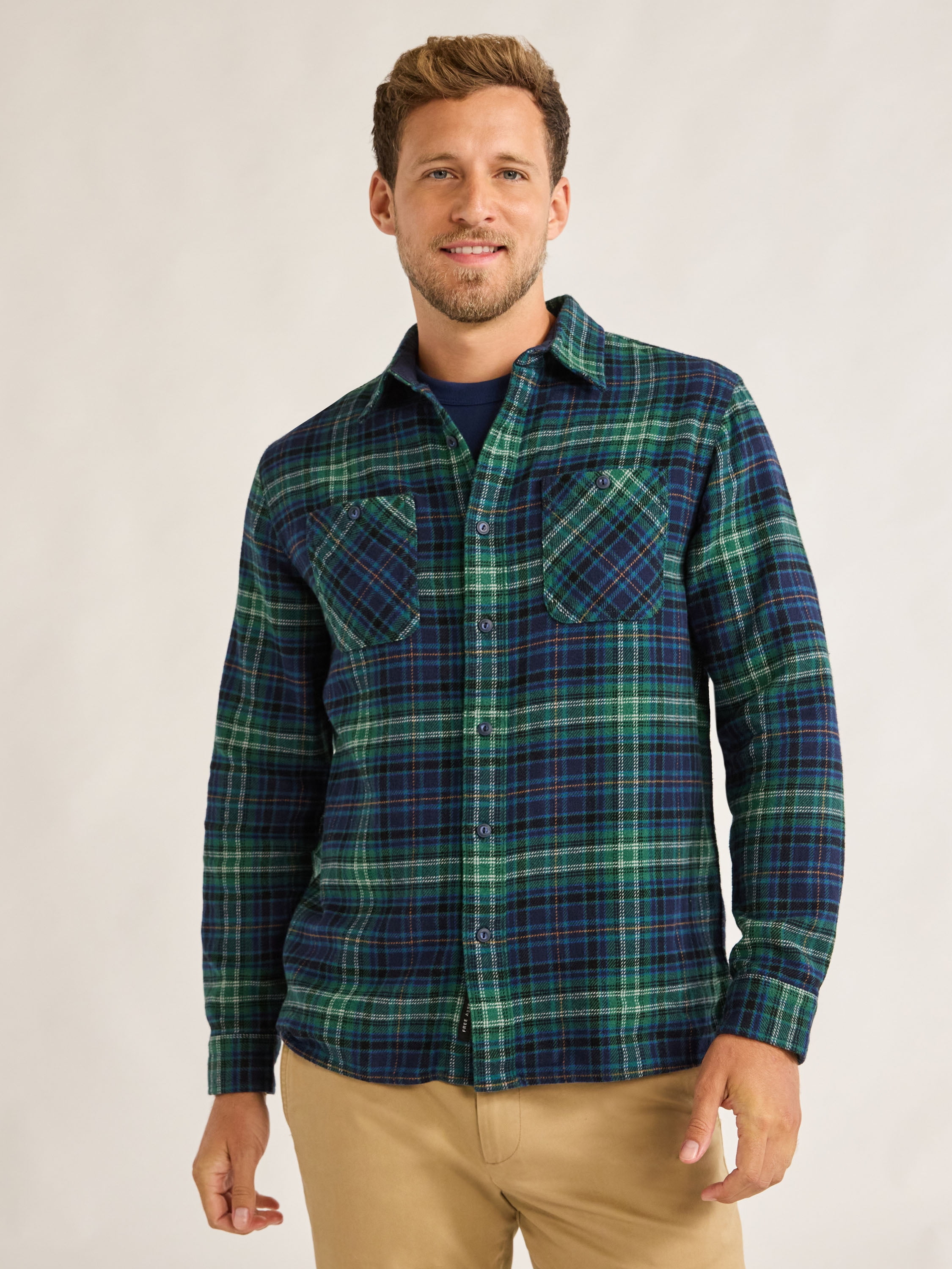 Free Assembly Men's Flannel Shirt with Two Chest Pockets, Sizes S-3XL ...