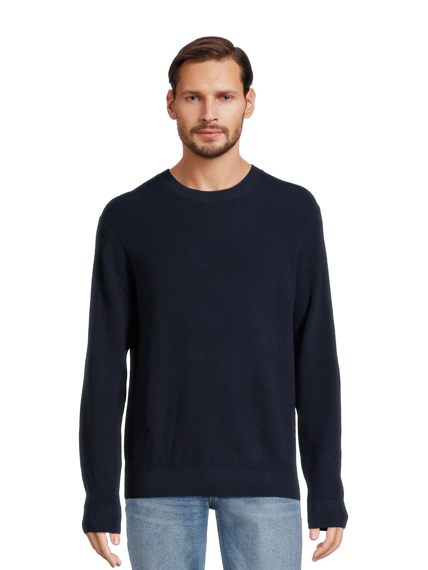 Free Assembly Men's Waffle Crewneck Sweater, Sizes S-3XL - Walmart.com