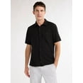 Free Assembly Men's Waffle Knit Polo Shirt with Pocket and Texture ...