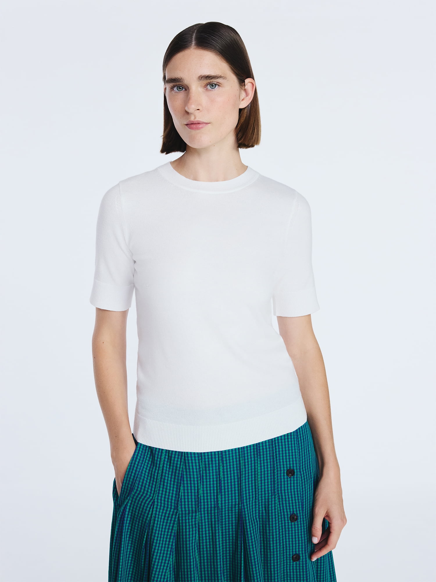 Free Assembly Women's and Women's Plus Cozy Yarn Shrunken Sweater Tee ...