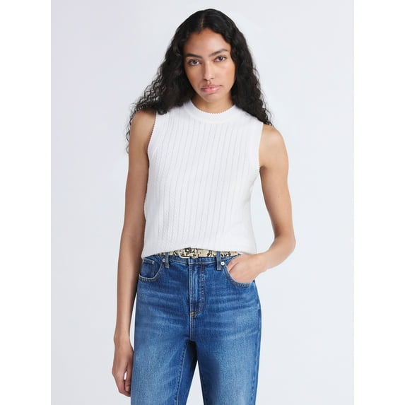 Free Assembly Women's Cozy Yarn Cable Sweater Shell, Sizes XS-XXL ...